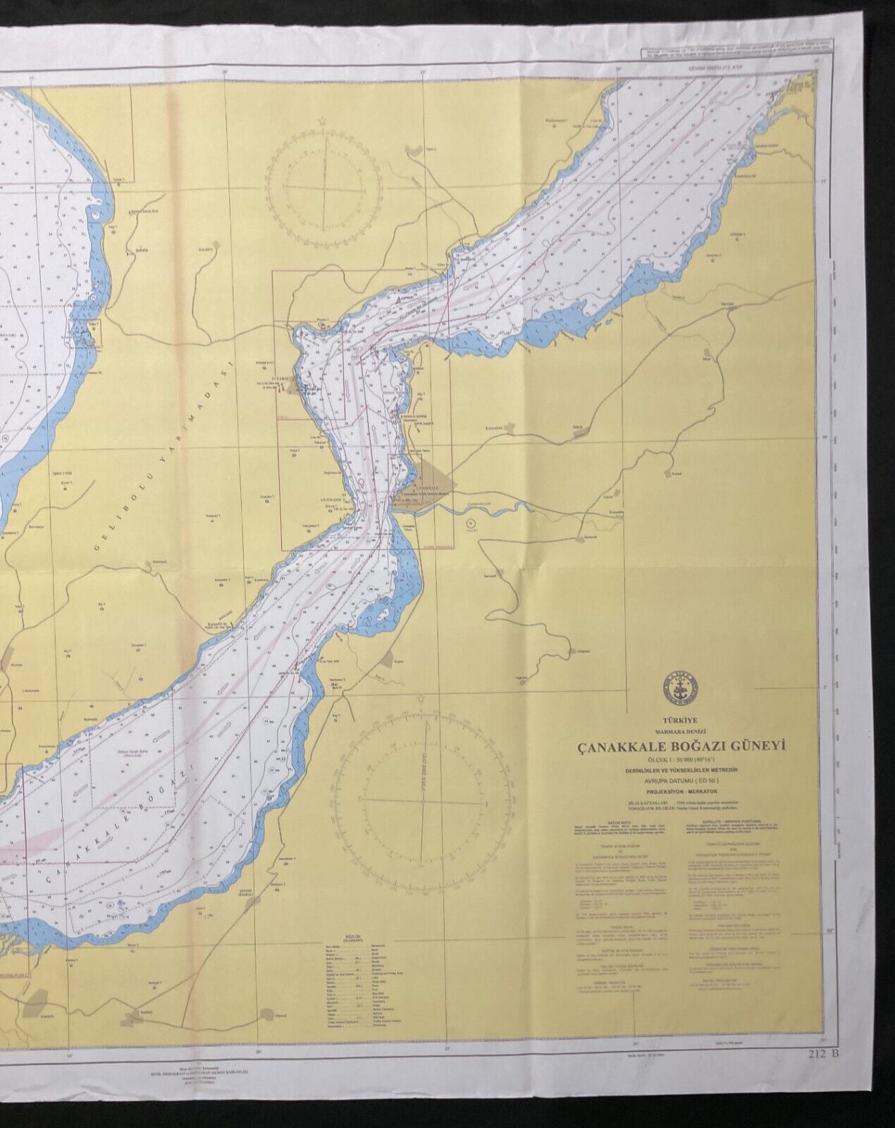 Large Nautical Chart Dardanelles Strait Marmara Sea Turkish Naval ...