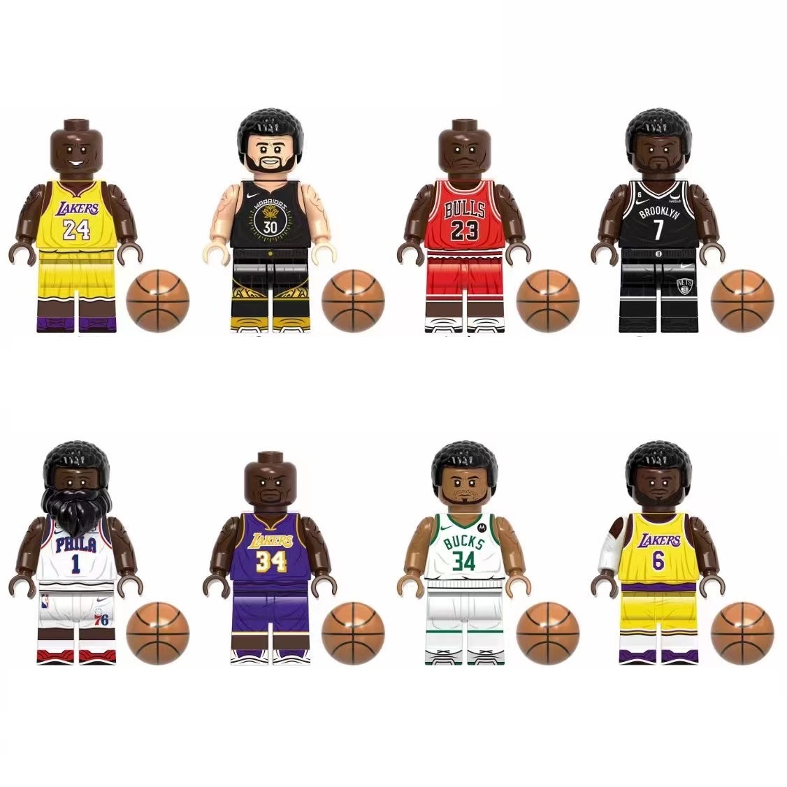 8pcs NBA Basketball Players Kobe Bryant Harden Durant O'Neal James ...