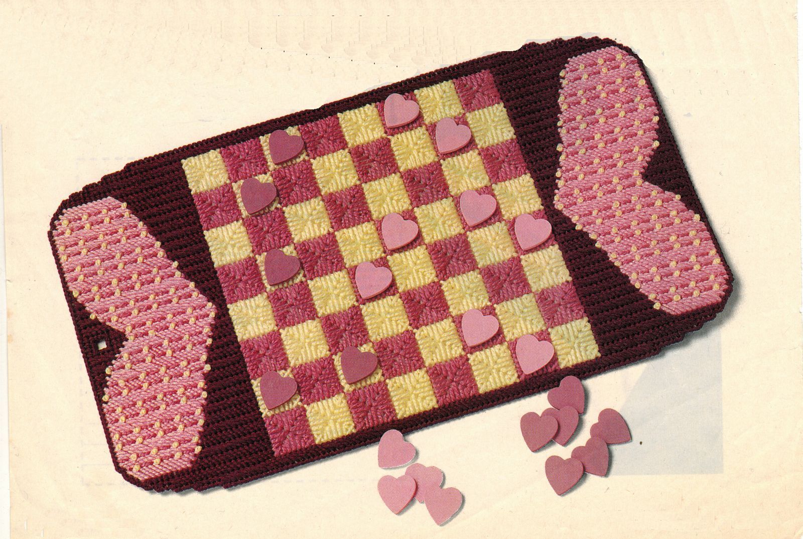 Plastic Canvas Valentine Heart Basket Coaster Checkers Game Board ...