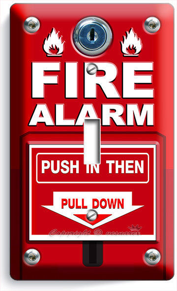 FIRE ALARM PULL DOWN AND PUSH LIGHT SINGLE SWITCH WALL PLATE COVER ROOM ...