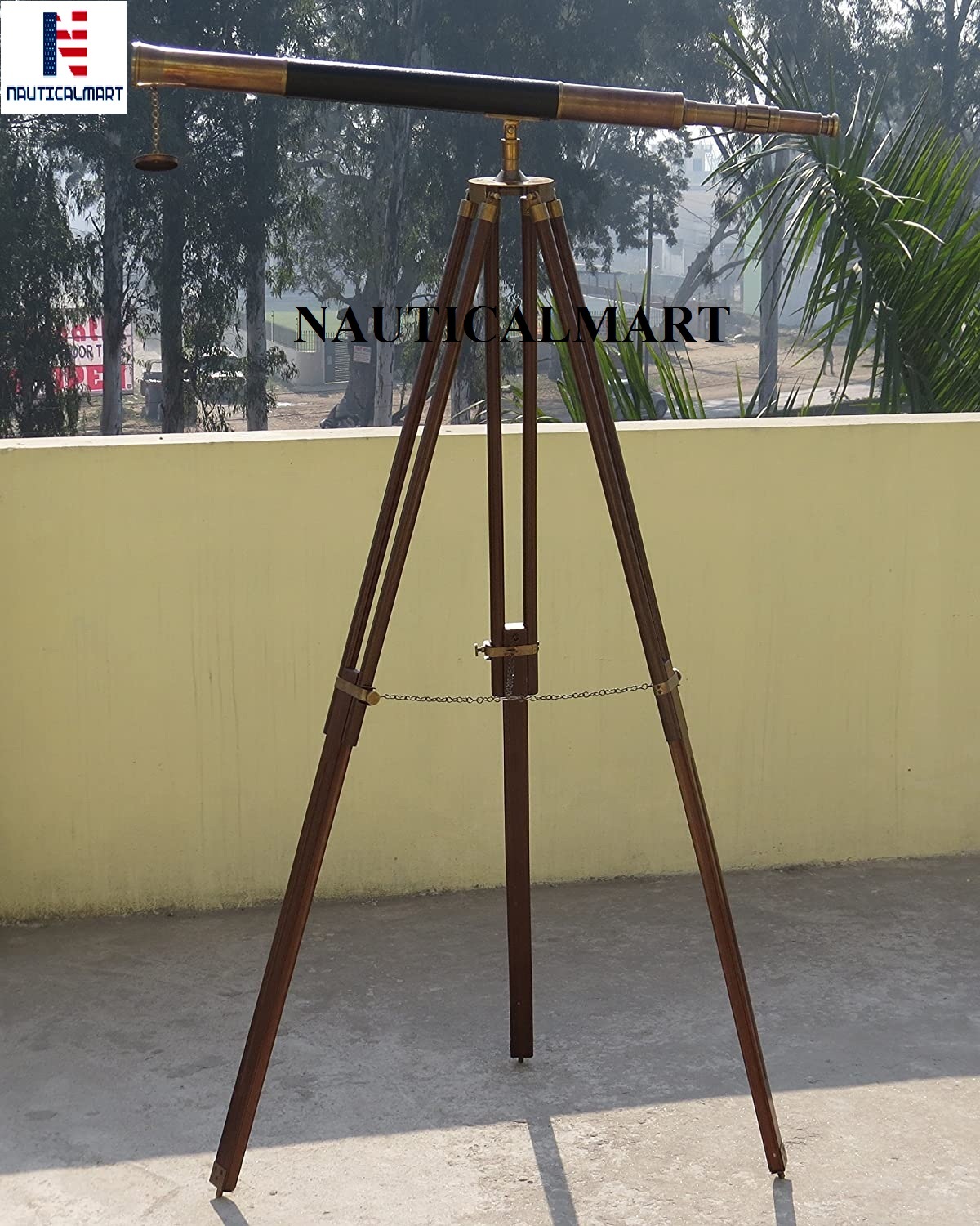 NauticalMart Brass Telescope Tripod Stand Floor Standing Vintage Marine ...