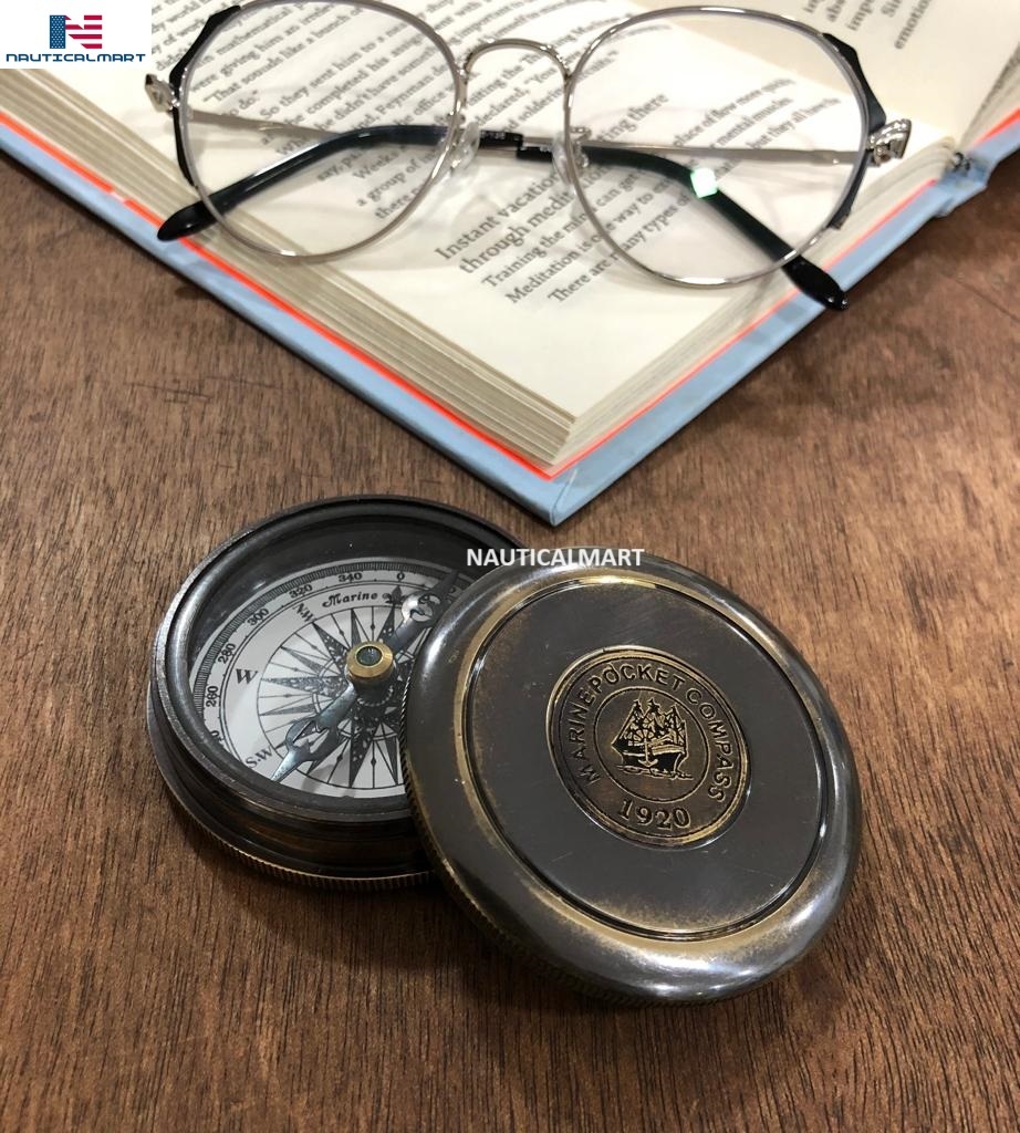 Brass Compass Engraved Robert Frost Poem The Road Not Taken Pocket ...
