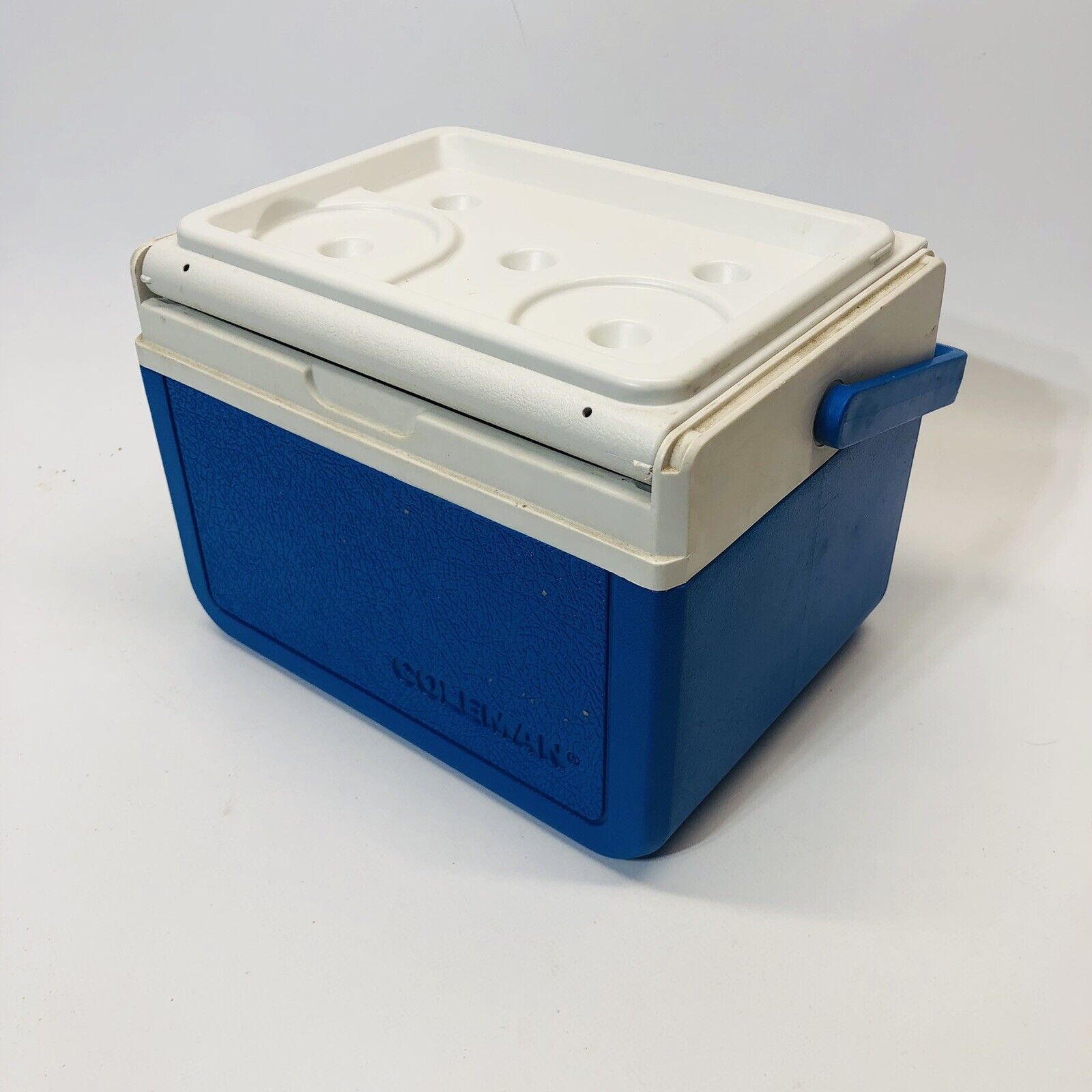 VTG Blue Coleman Personal Mini Cooler Lunch Box Flip Slide Lid 6-Pack ...