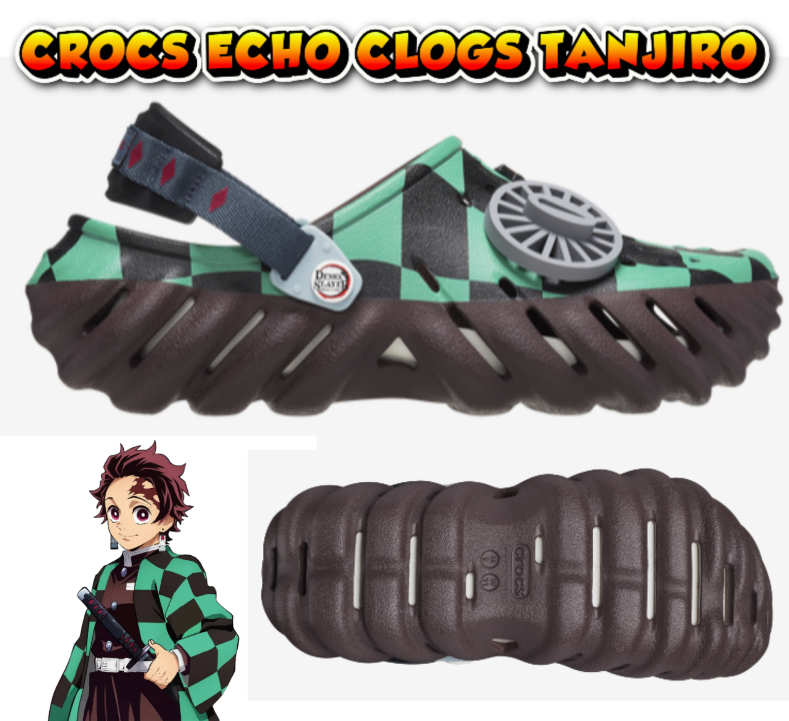 Crocs Echo Clogs Tanjiro - Demon Slayer - Green / Brown - Casual Shoes