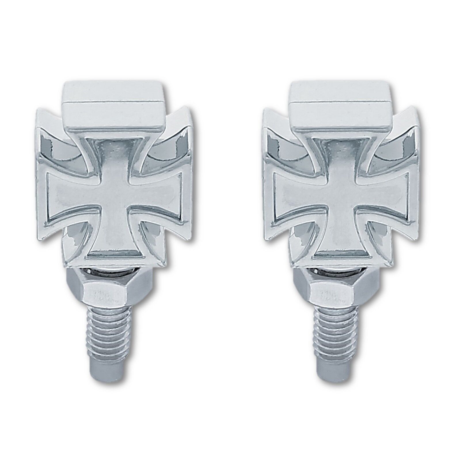 Chrome Maltese Iron Cross License Plate Frame Mounting Fasteners Bolt ...