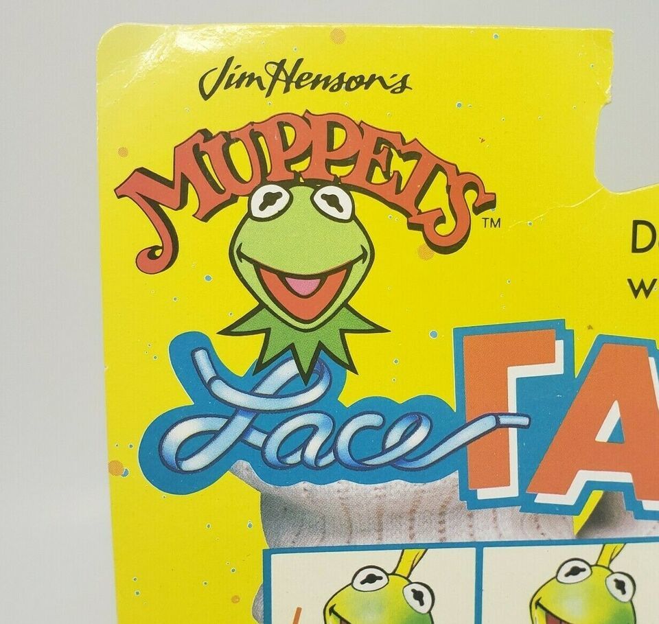 VINTAGE 1989 LACE FACES MUPPETS JIM HENSON KERMIT & MISS PIGGY MOC TOY ...