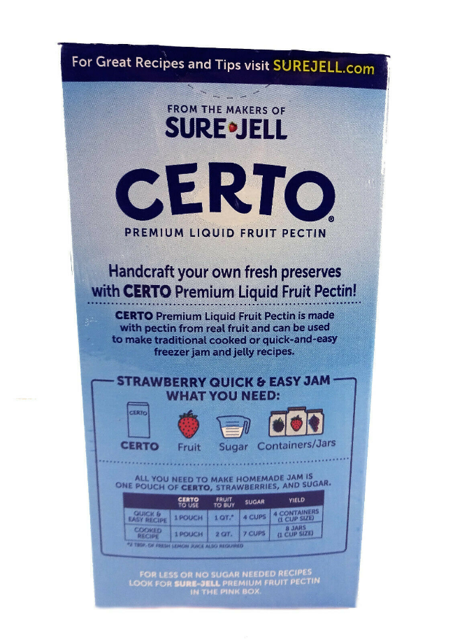 Certo Sure Jell Premium Liquid Fruit Pectin, 2 Pouch Box (2 Pack ...