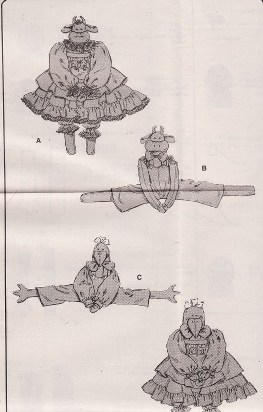 25" Chicken Cow 3" Babies Soft Toy Draft Stopper Buster Faye Wine Sew ...