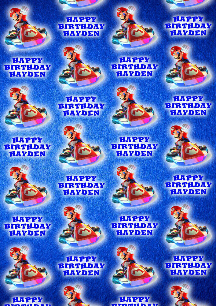 MARIO KART Personalised Gift Wrap - Super Mario Nintendo Wrapping Paper ...