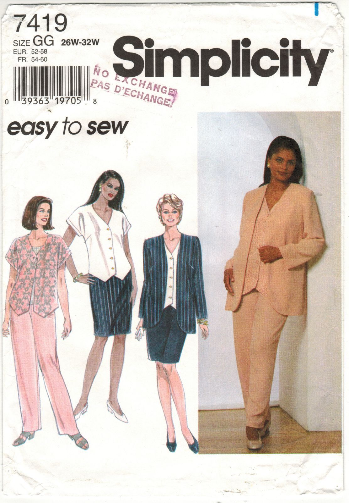 Misses Plus Size Career Office Work Jacket Blouse Pant Skirt Sew ...