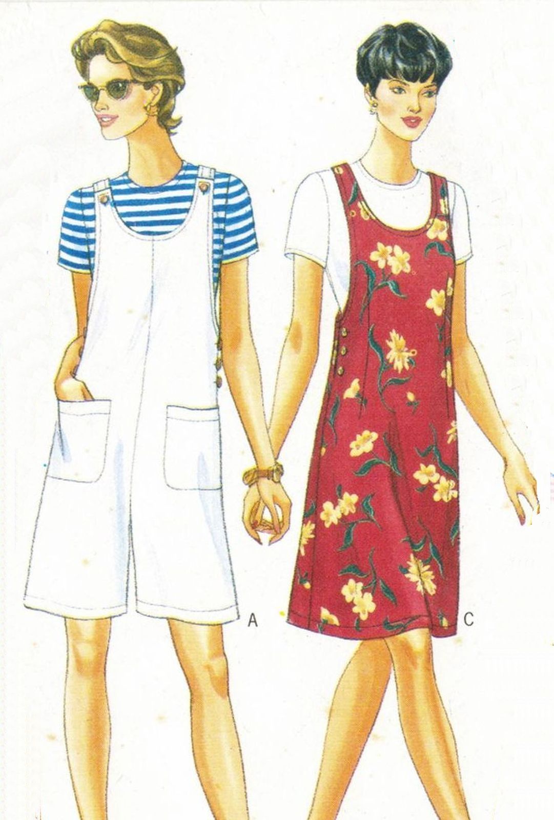 Misses Wide Leg Jumpsuit Aline Jumper Button Straps Top Sew Pattern 16 ...