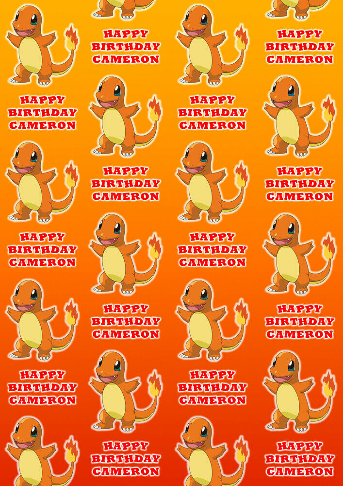 POKEMON Personalised Gift Wrap - Charmander Pokemon Wrapping Paper ...