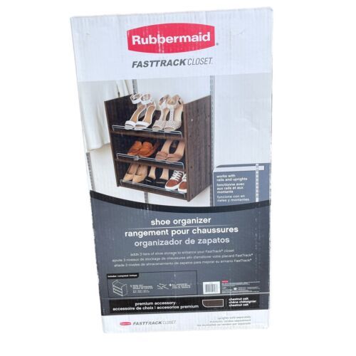 Rubbermaid FastTrack 22 inch Shoe Organizer Brown Closet Organizer ...