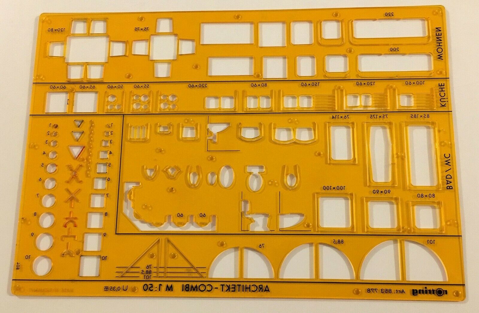 Rotring architect 1:50 technical drawing template schriftschablone Art ...