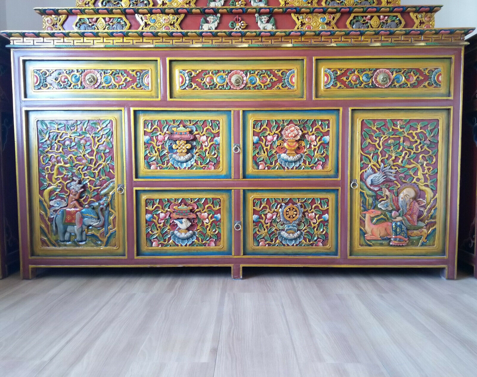 Tibetan Buddhist Prayer Offering Altar Shrine Cabinet Choesham 7 ...