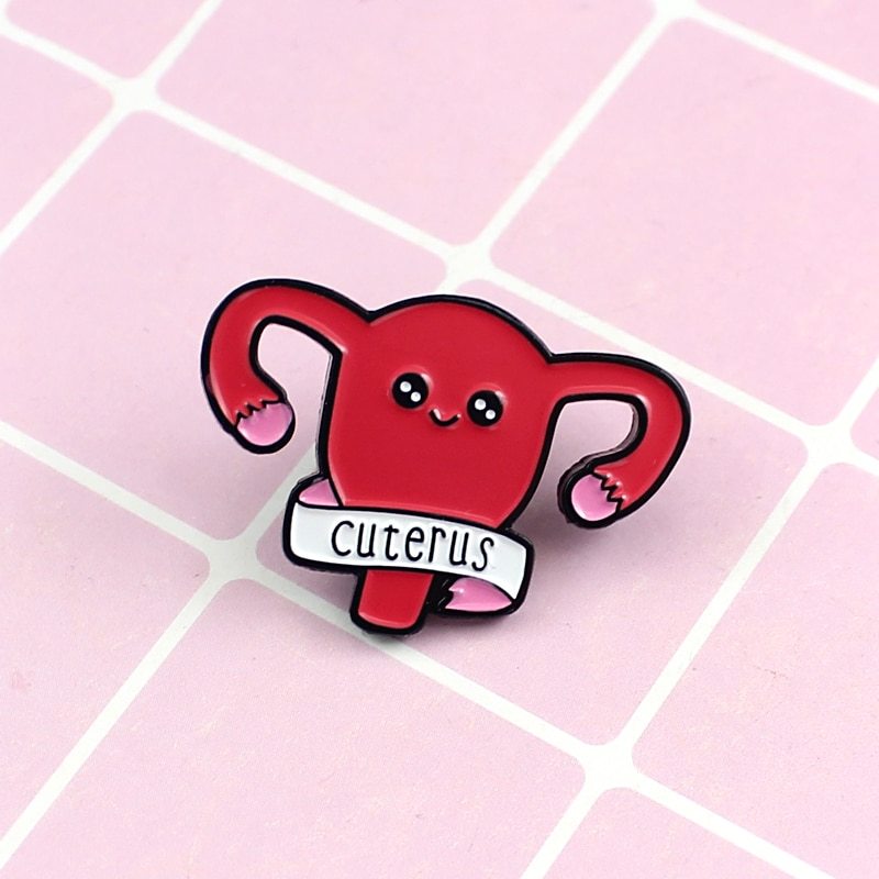 Lovely Cuterus uterus Enamel Pin Uterine badge Reverse butterfly clutch Coat bac - Brooches & Pins