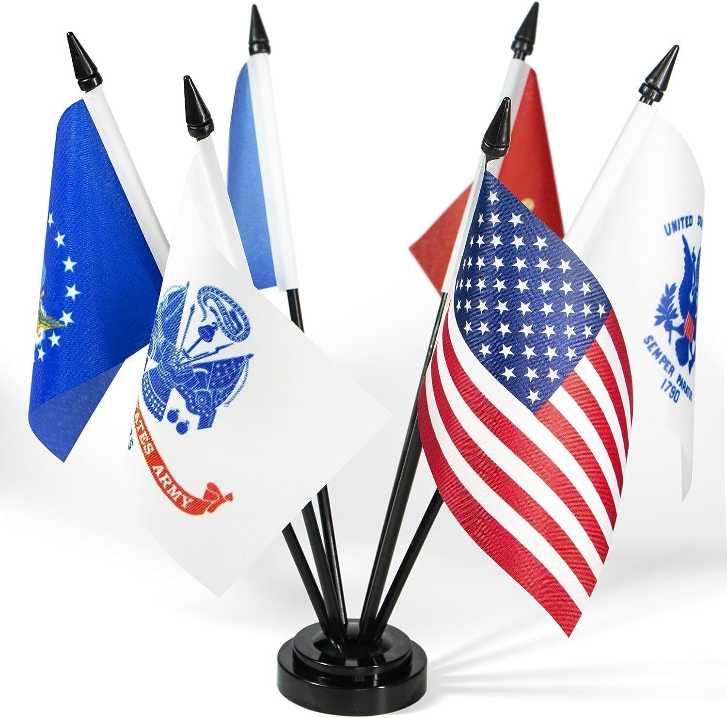 Anley USA Armed Service Desk Flags Set - 6"x4" American Military ...