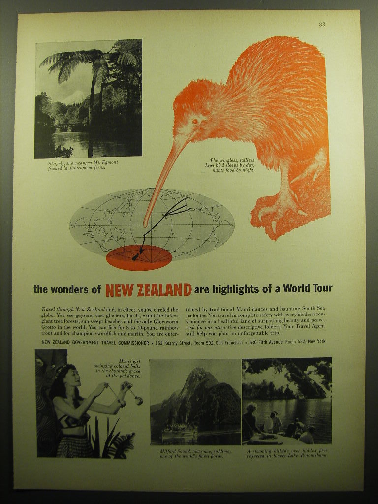1958 New Zealand Tourism Ad - The wonders of New Zealand are highlights ...