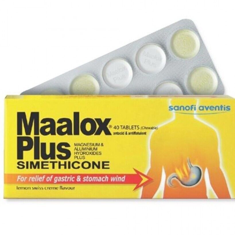 10 x 40 Tablets Maalox Plus Simethicone For Relief of Gastric & Stomach ...