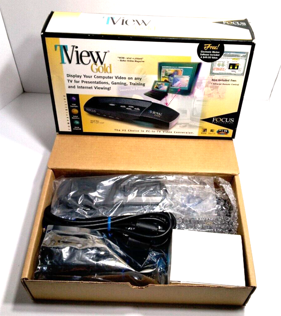 TView Gold PC-to-TV Video Cast VGA SVGA XVGA Presentation Gaming Work Play NEW! - Other TV ...