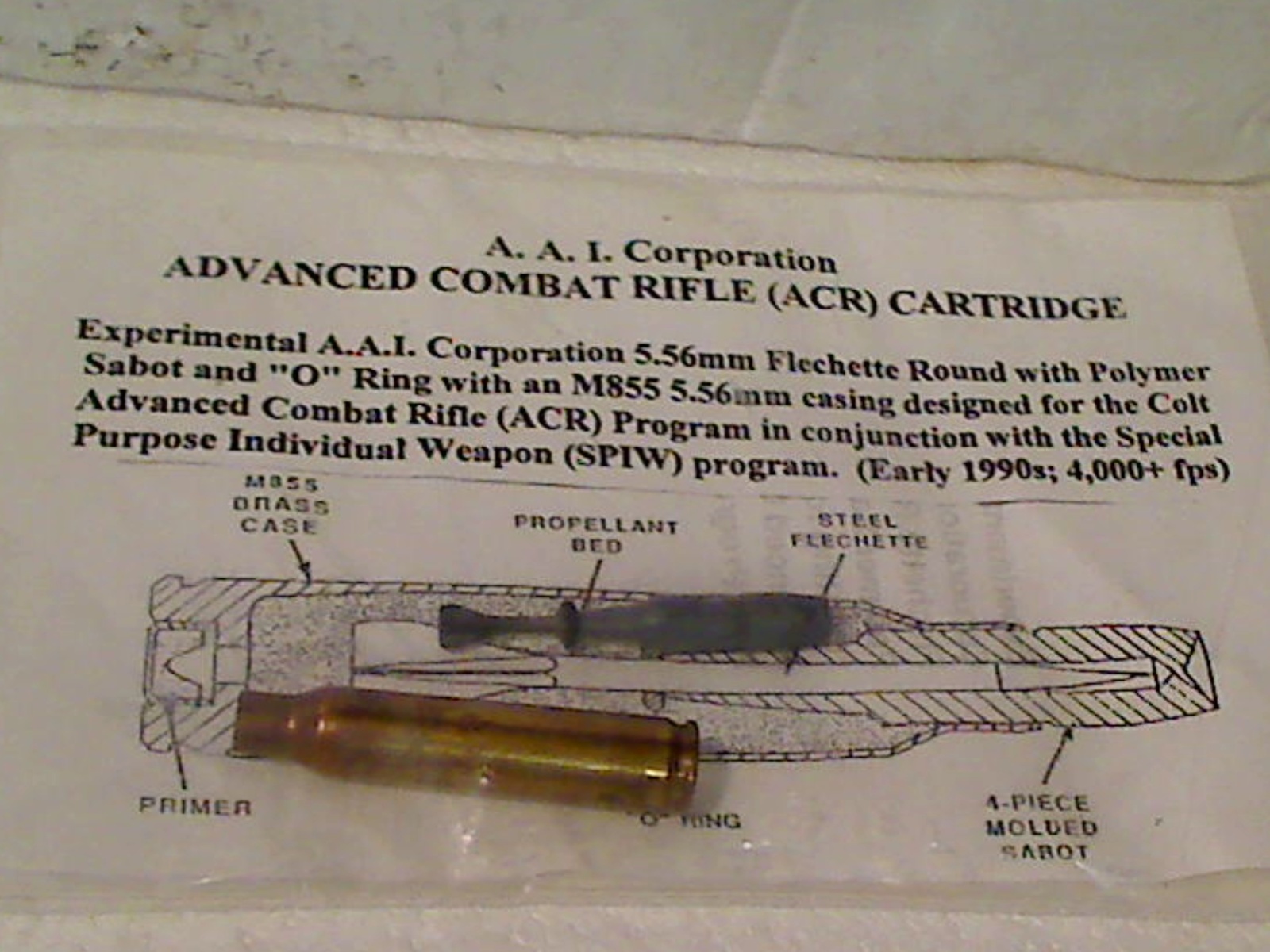 Vintage 1990's Experimentatl Flechette Sabot Cartridge For Colt ACR ...