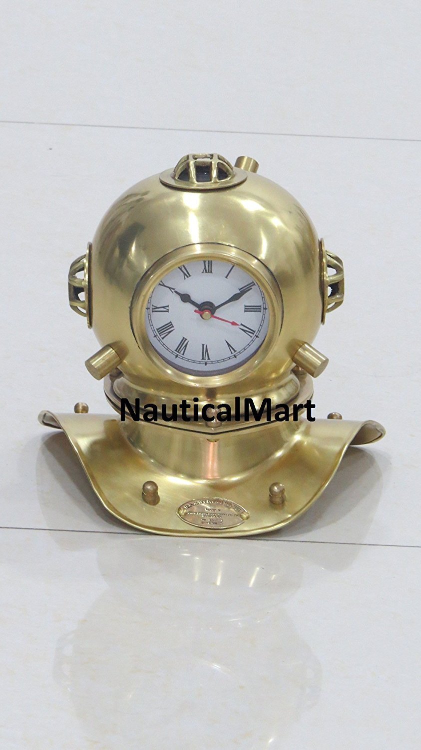 Solid Brass Nautical Divers Helmet Clock U.S Navy By NauticalMart ...