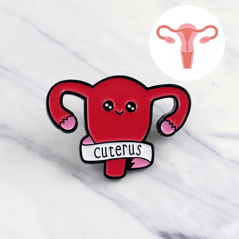 Lovely Cuterus uterus Enamel Pin Uterine badge Reverse butterfly clutch Coat bac - Brooches & Pins