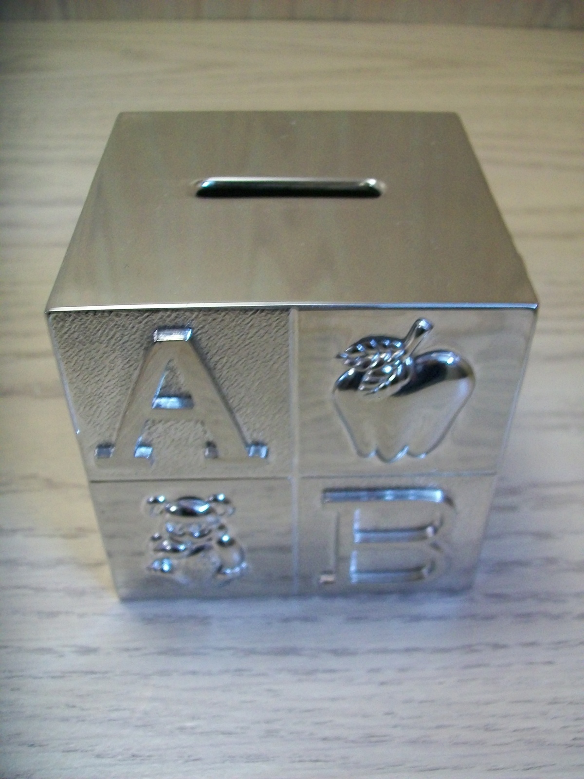Silver Plate Baby Nursery Coin Bank Metal Stopper Letters Animals Baby ...