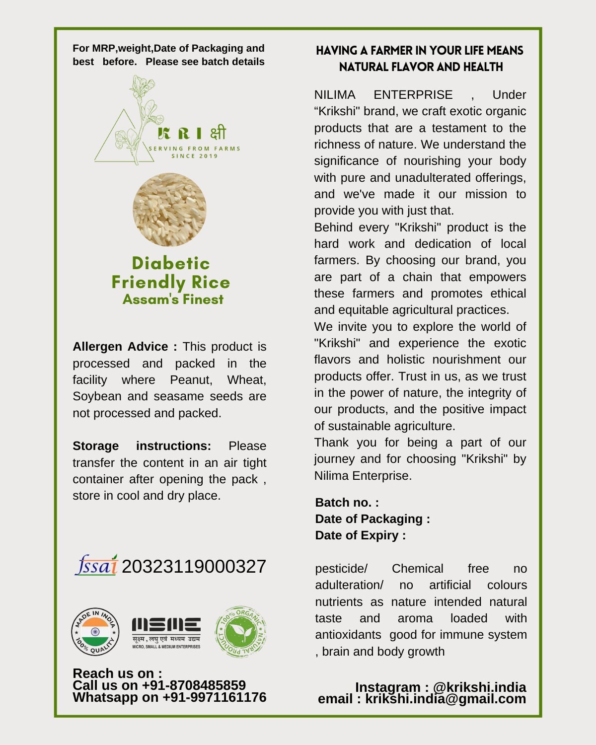 Diabetic-Friendly Rice: Healthy Choice for Balanced Diets 1kg pack - Rice