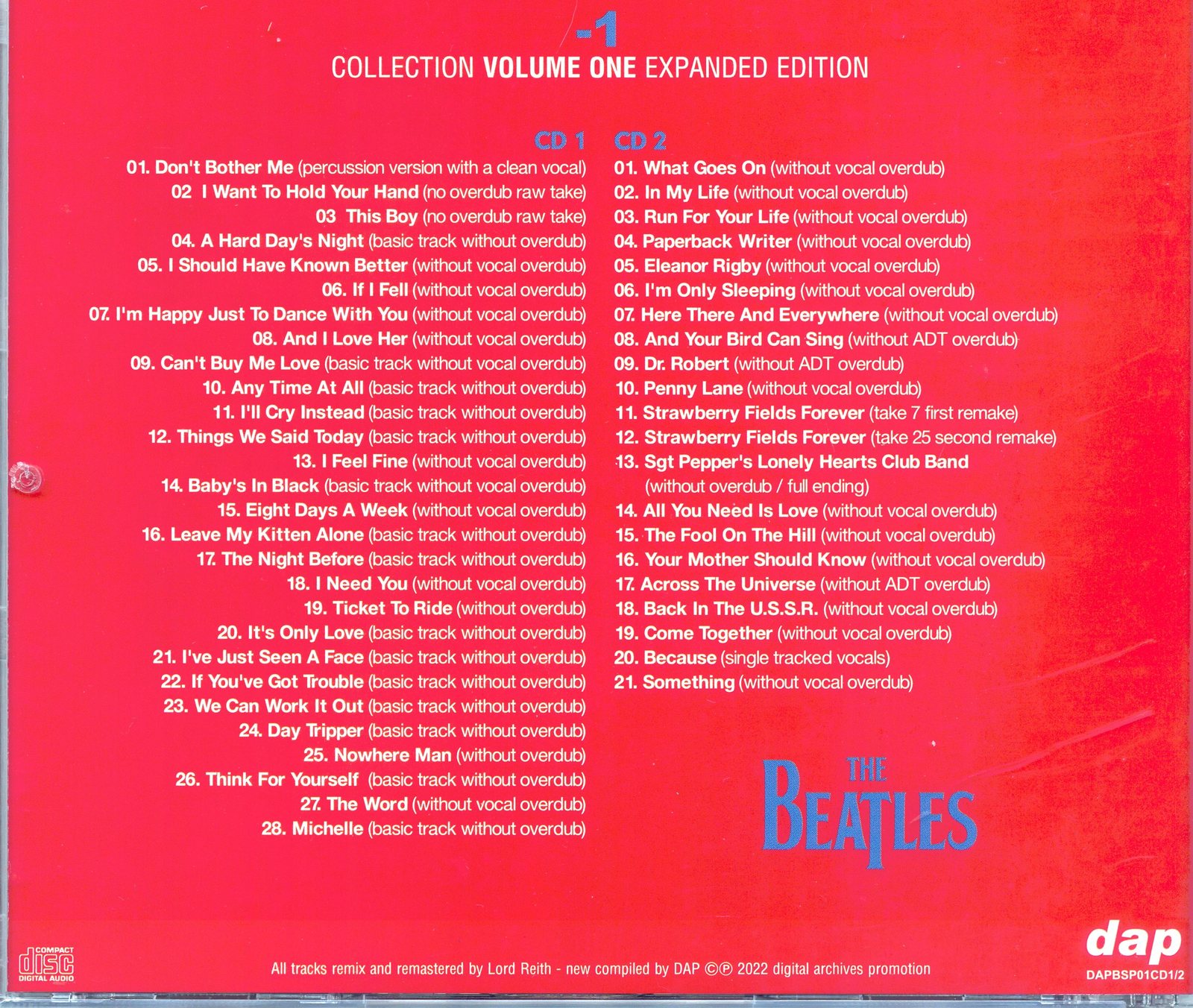 The Beatles - - 1 Collection Vol 1 ( 2 CD SET ) ( 2022 DAP ) - CDs