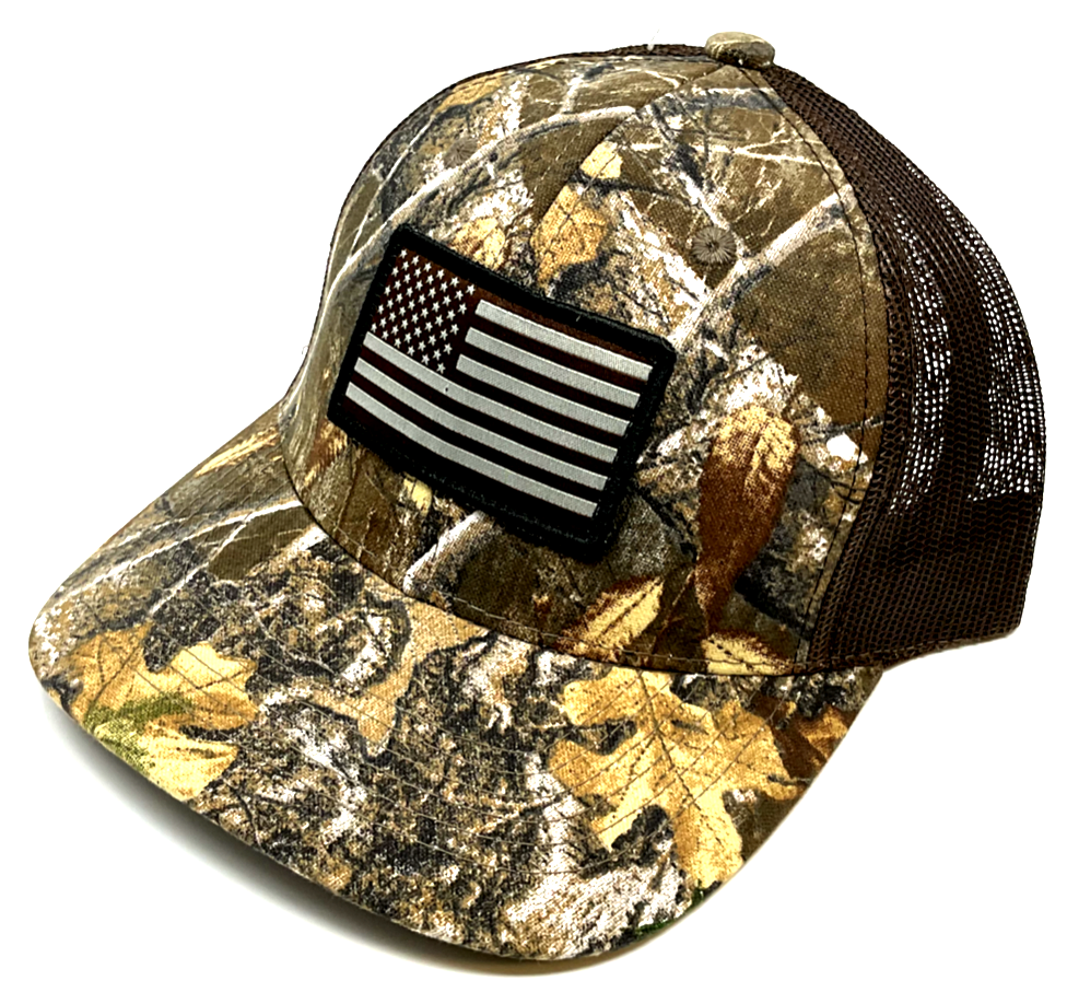 REALTREE CAMO USA AMERICAN FLAG BROWN MESH TRUCKER SNAPBACK HAT CAP ...