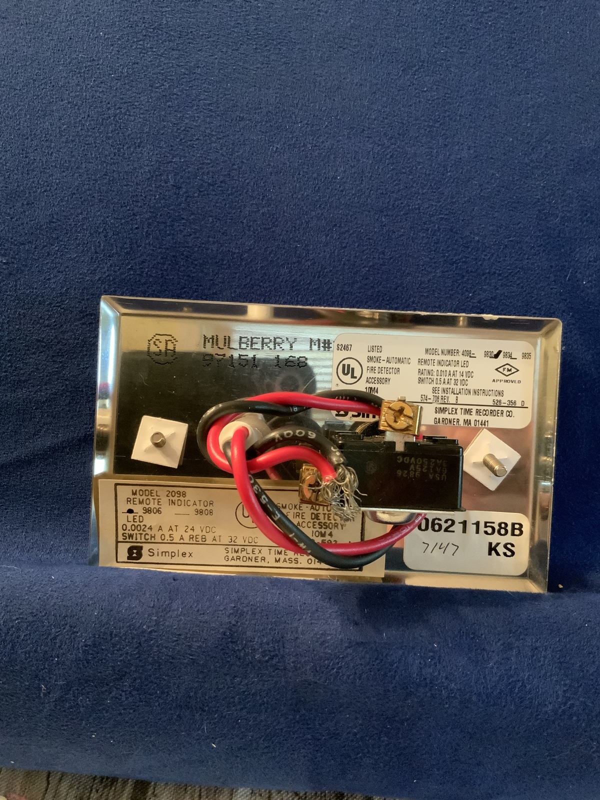 Simplex model 4098-9830 Remote Test Station, no key, red LED alarm ...