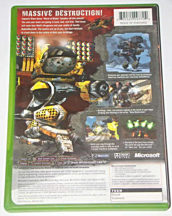 XBOX - MECH ASSAULT (Complete with Manual) - Video Games
