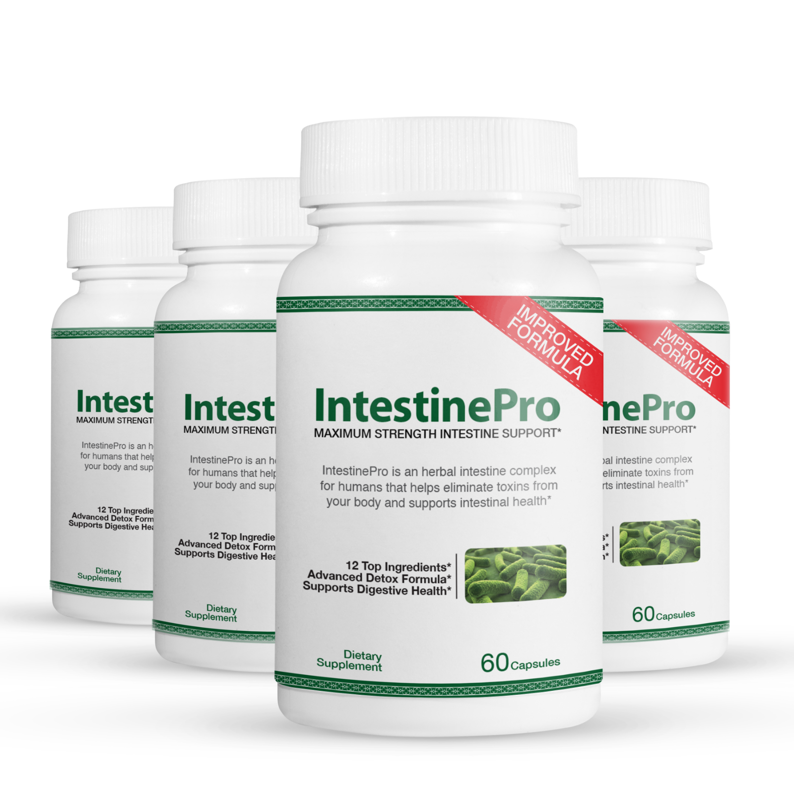4 Pack IntestinePro, soporte intestinal de máxima fuerza-60 Cápsulas x4 ...