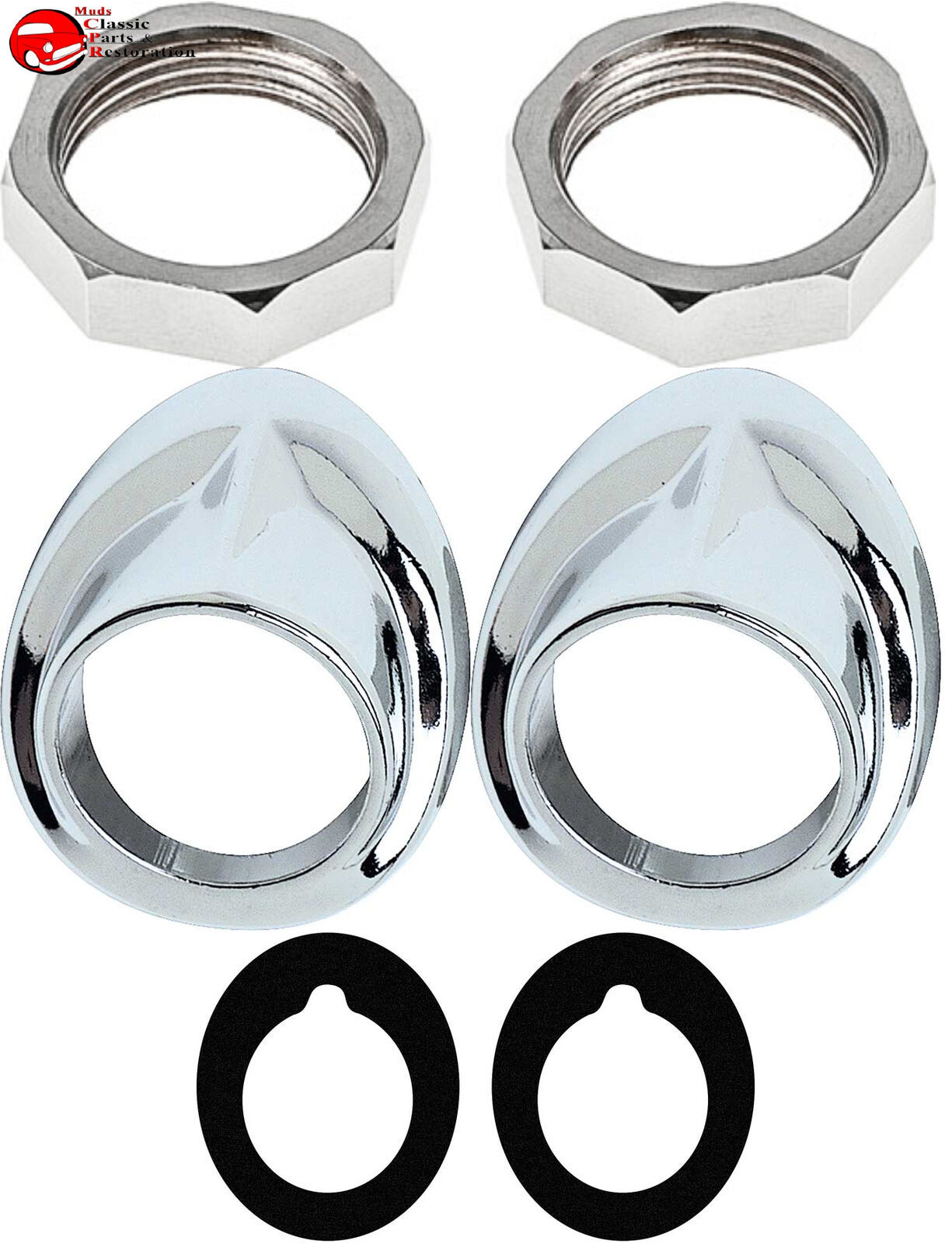 47-53 Chevy GMC Pickup Truck Window Wiper Tower Bezel Gasket Nut Set ...