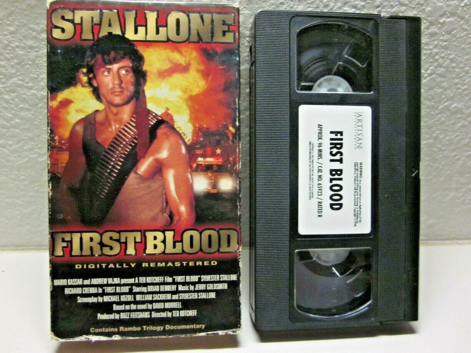 First Blood VHS Video Tape Cassette Rambo Sylvester Stallone Artisan ...