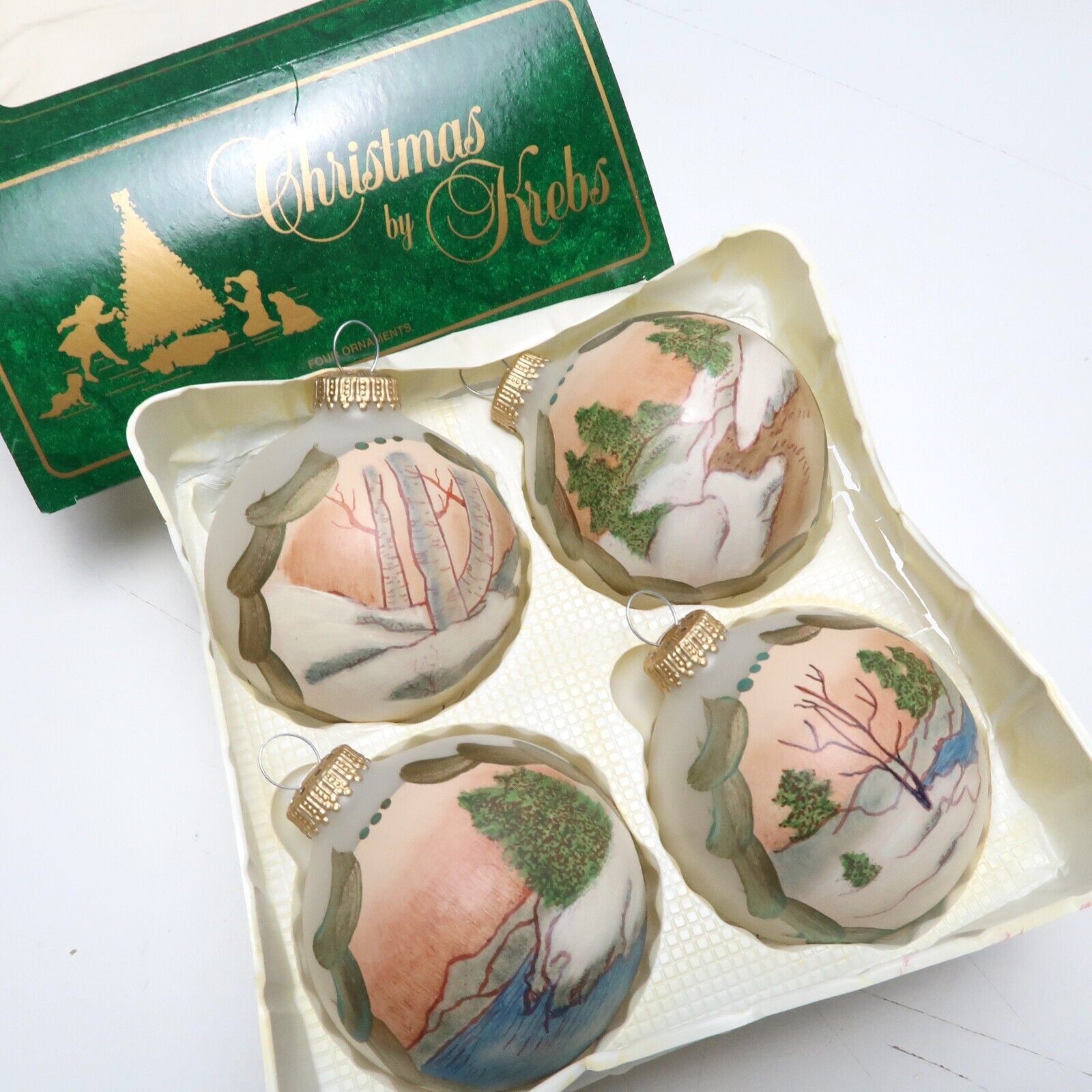 Christmas by Kerbs Vintage Frosted Glass Hand Painted Xmas Tree ... Christmas by Kerbs Vintage Frosted Glass Hand Painted Xmas Tree ...
