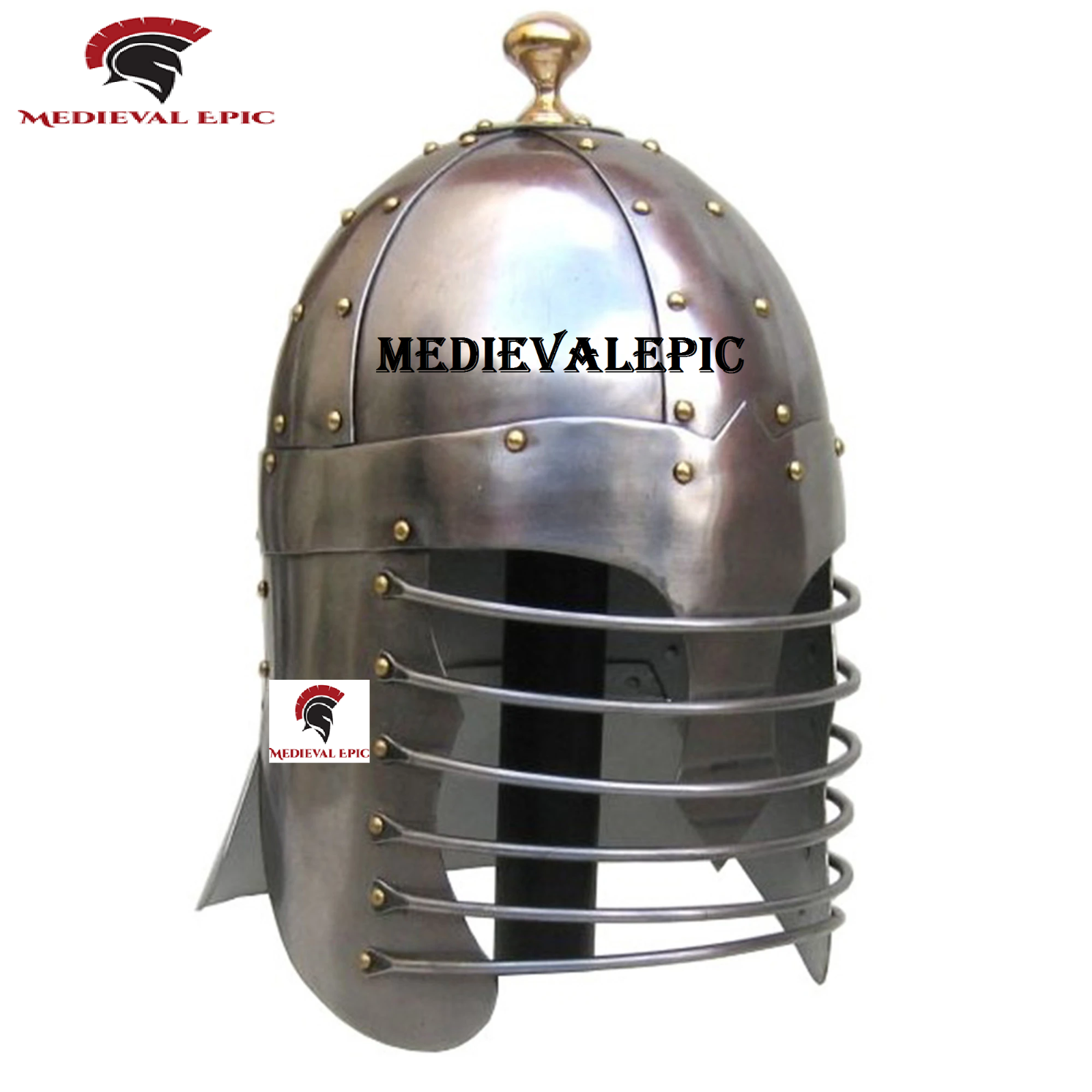 Medieval Epic Knight wearable steel Armor Helmet Brass Wing with cotton ...