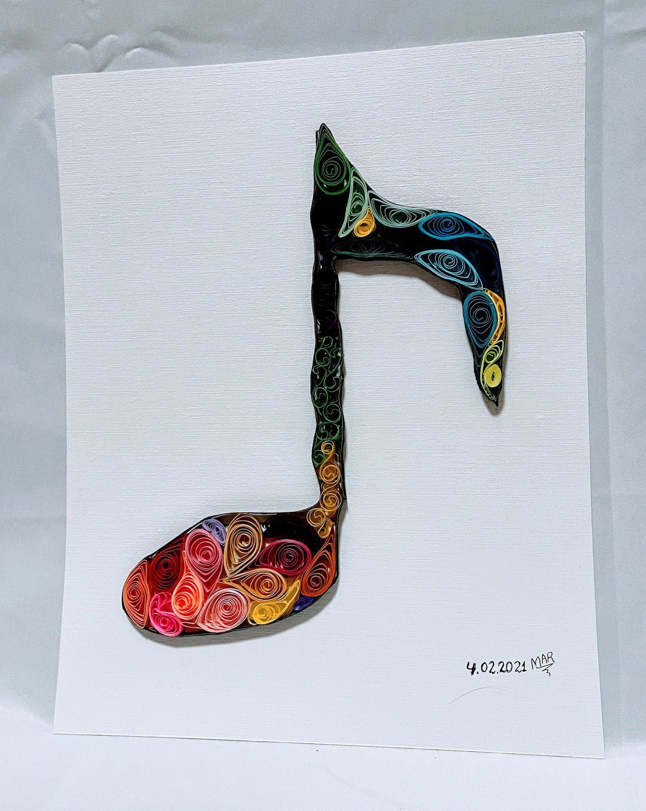 Handcrafted Quilled Paper Art Rainbow Quaver Musical Note Wall Paper ...