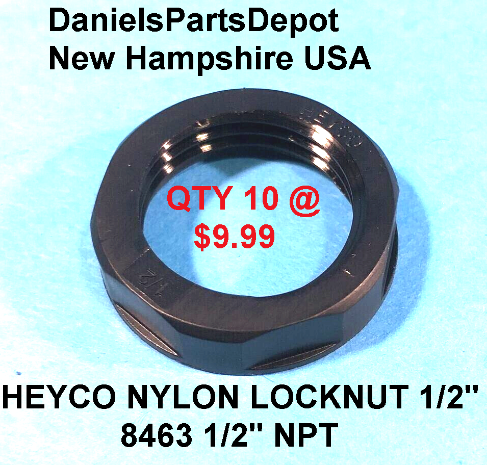 x10 HEYCO 8463 1/2 NPT BLACK LIQUID TIGHT CORD GRIP STRAIN RELIEF NYLON ...