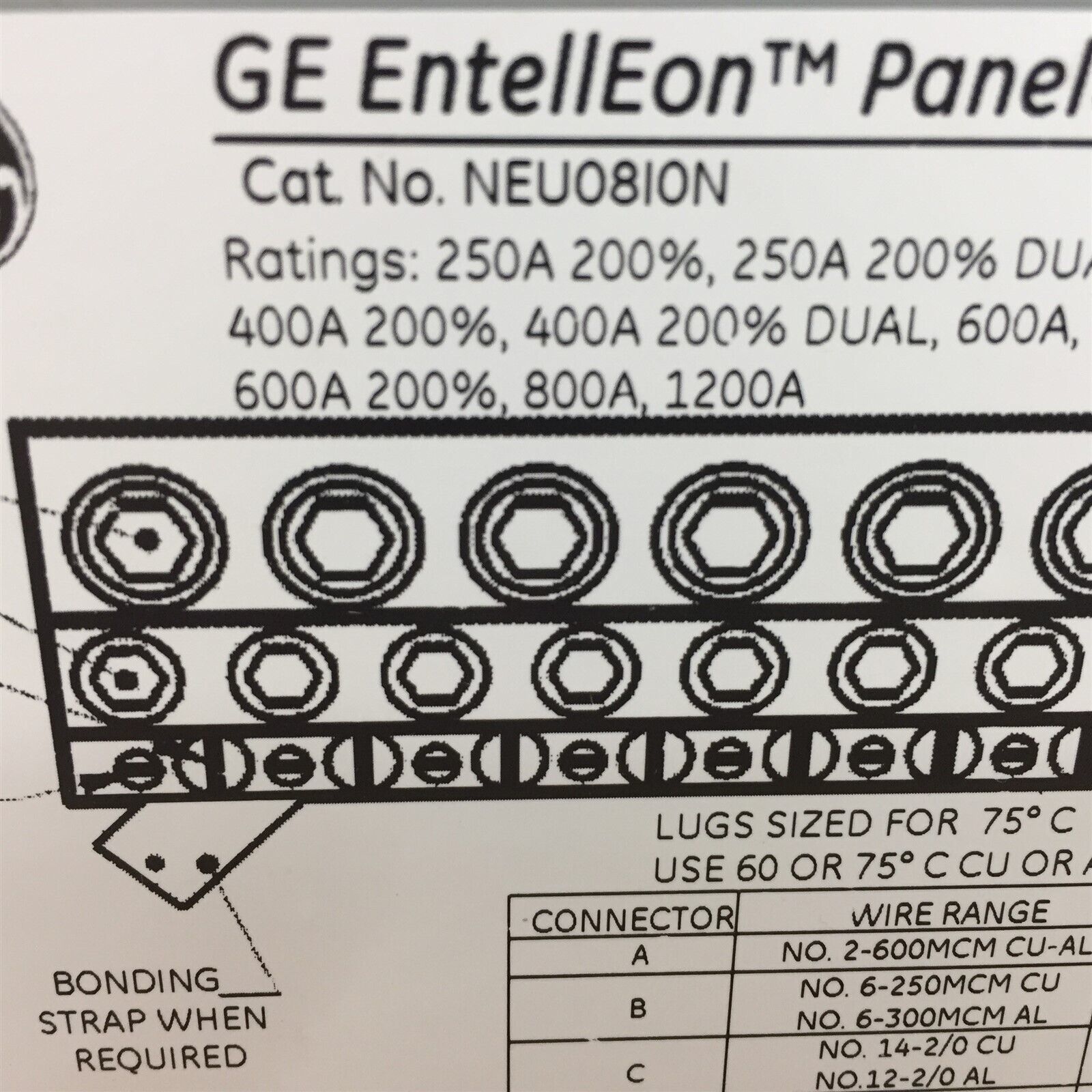 GE EntellEon Panelboard Series Neutral Kit NEU08ION - Electrical Panel ...