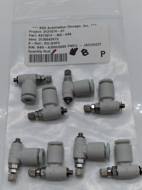 NEW SMC AS1201F-M3-04A Connector Speed Regulation Throttle Valve Lot of 8 - Other Valves & Manifolds