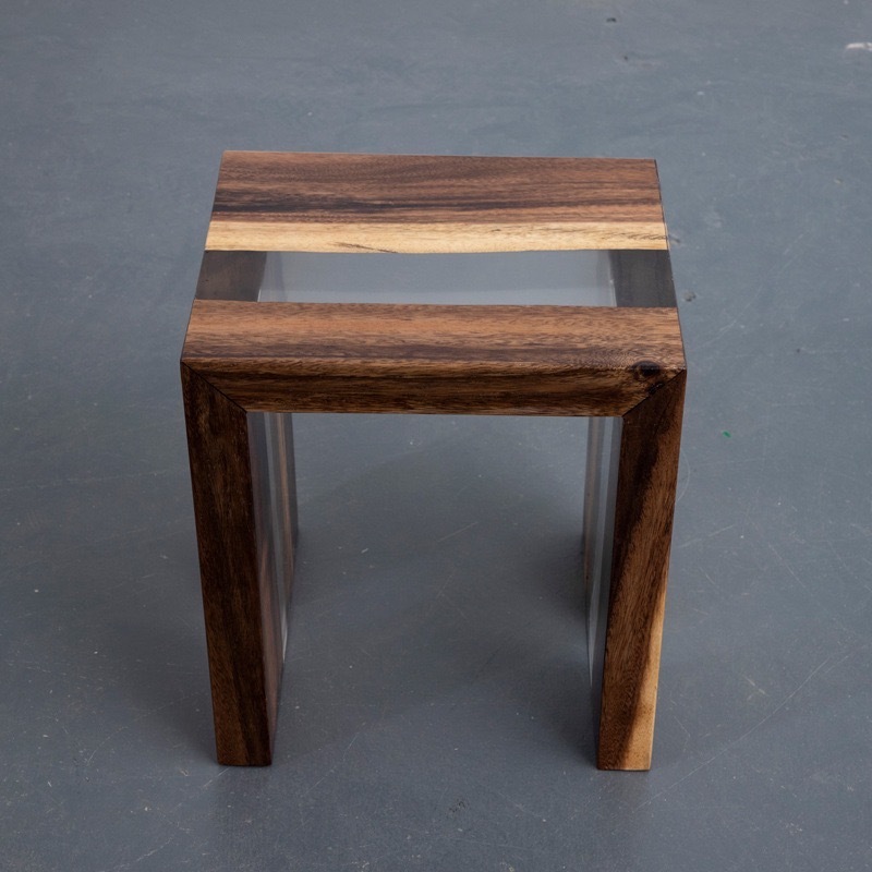 Modern Simple Epoxy Resin Stool Home Solid Wood Living Room Decor Chair ...