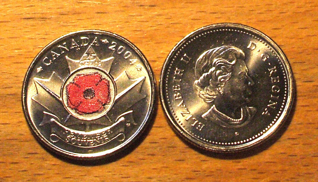 2004 Uncirculated POPPY QUARTER - SPY COIN - Canada - 25 Cents - Coins ...