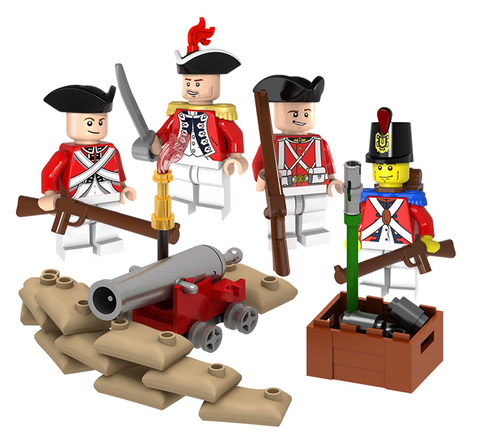 American Revolutionary War British Redcoat Soliders Custom Minifigures ...