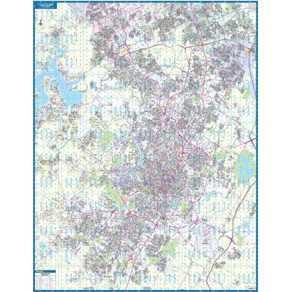 Austin, TX Wall Map w/ ZIP Codes & Grids - Mixed Lots
