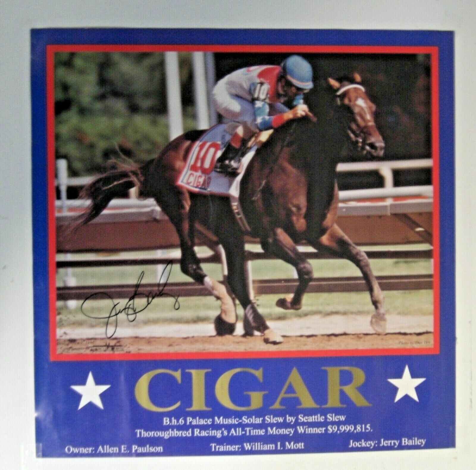 1996 - CIGAR poster - Autographed by Hall of Fame Jockey - JERRY BAILEY ...