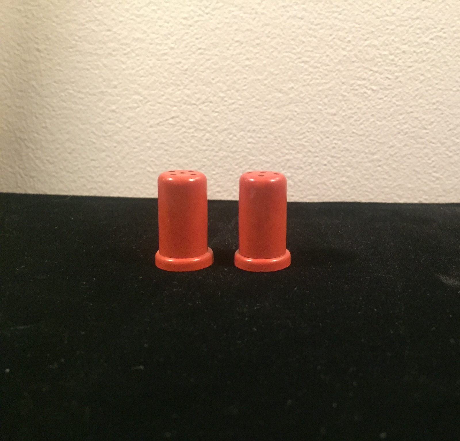 50s brown/rust Salt and Pepper shakers from airline meal service set - TWA