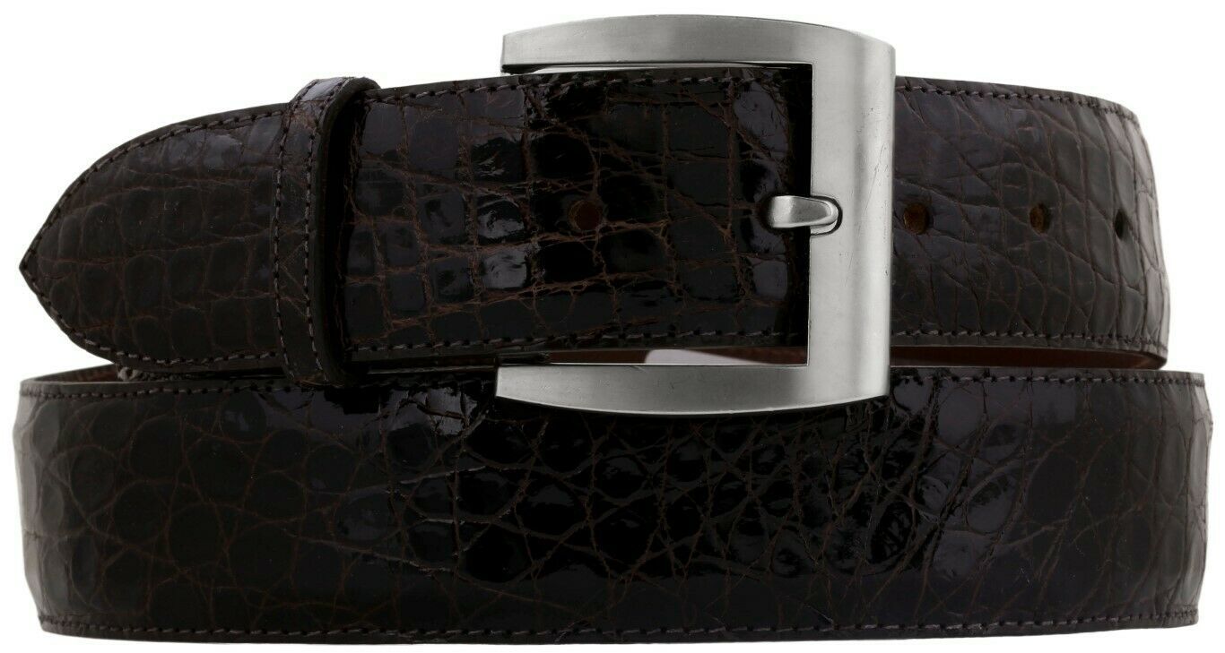 Mens Brown Genuine Crocodile Belly Exotic Skin Western Rodeo Belt Cinto ...