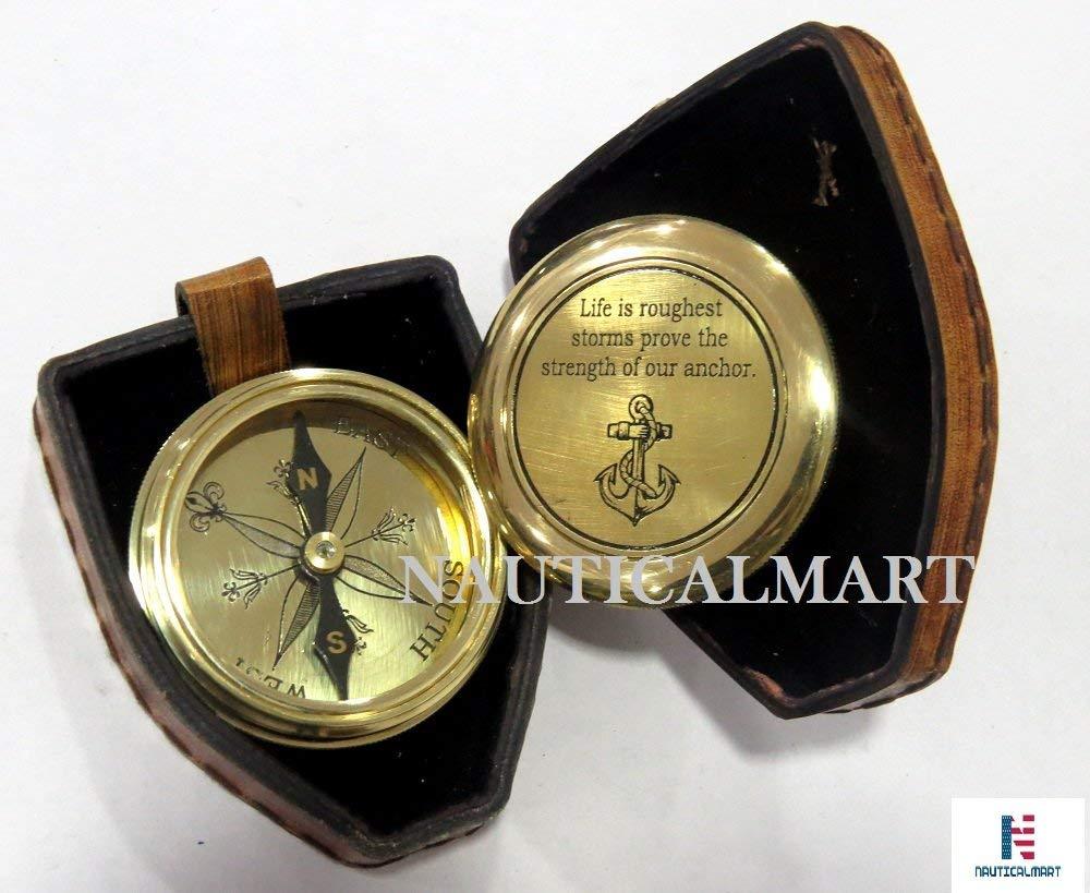 NauticalMart Solid Brass Shiny Quote Gift Compass, Graduation Day Gifts ...